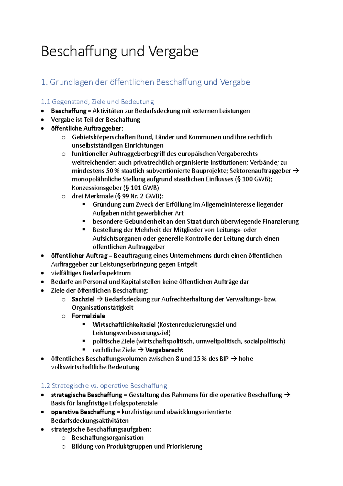 Beschaffung und Vergabe - Grundlagen der öffentlichen Beschaffung und ...