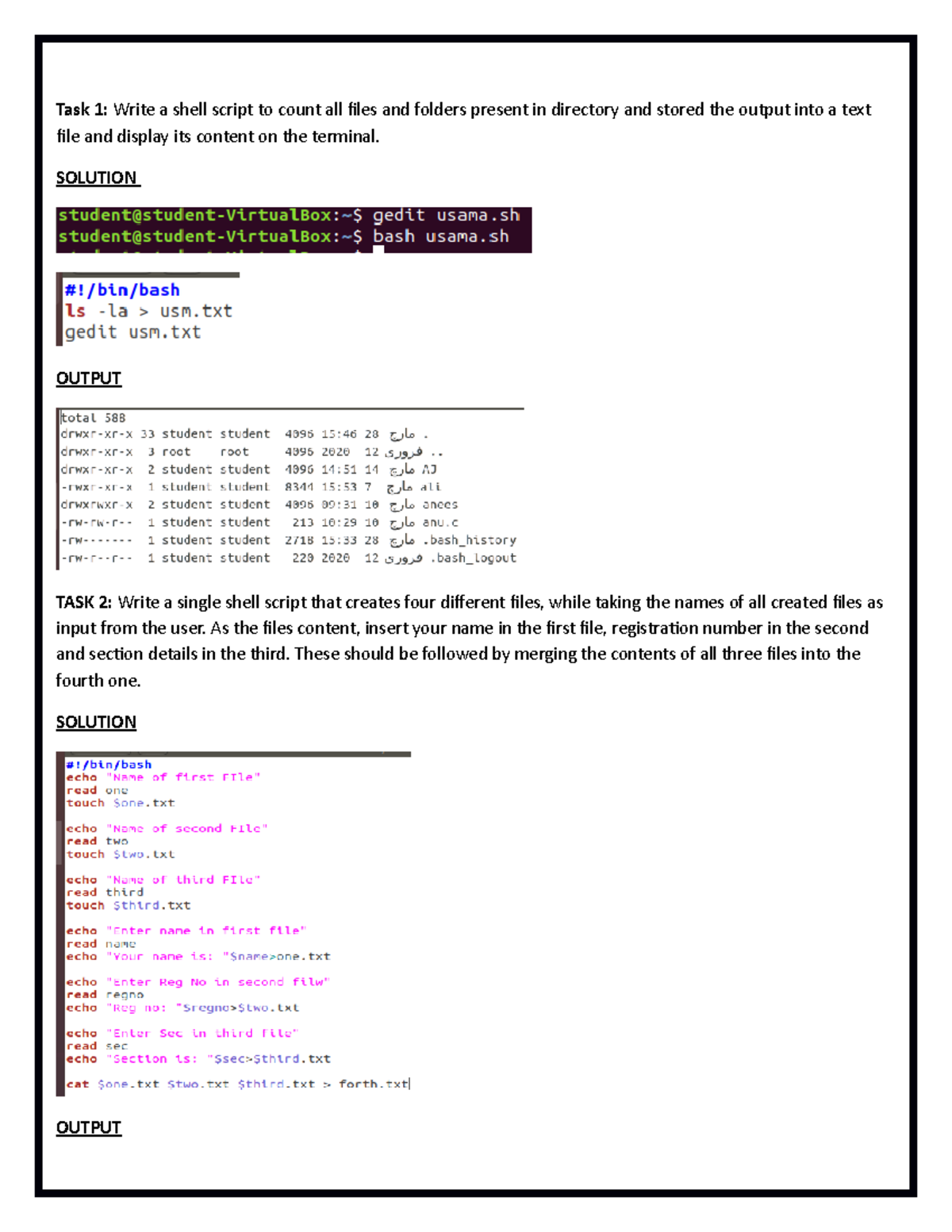 Os lab 4 - Task 1: Write a shell script to count all files and folders ...