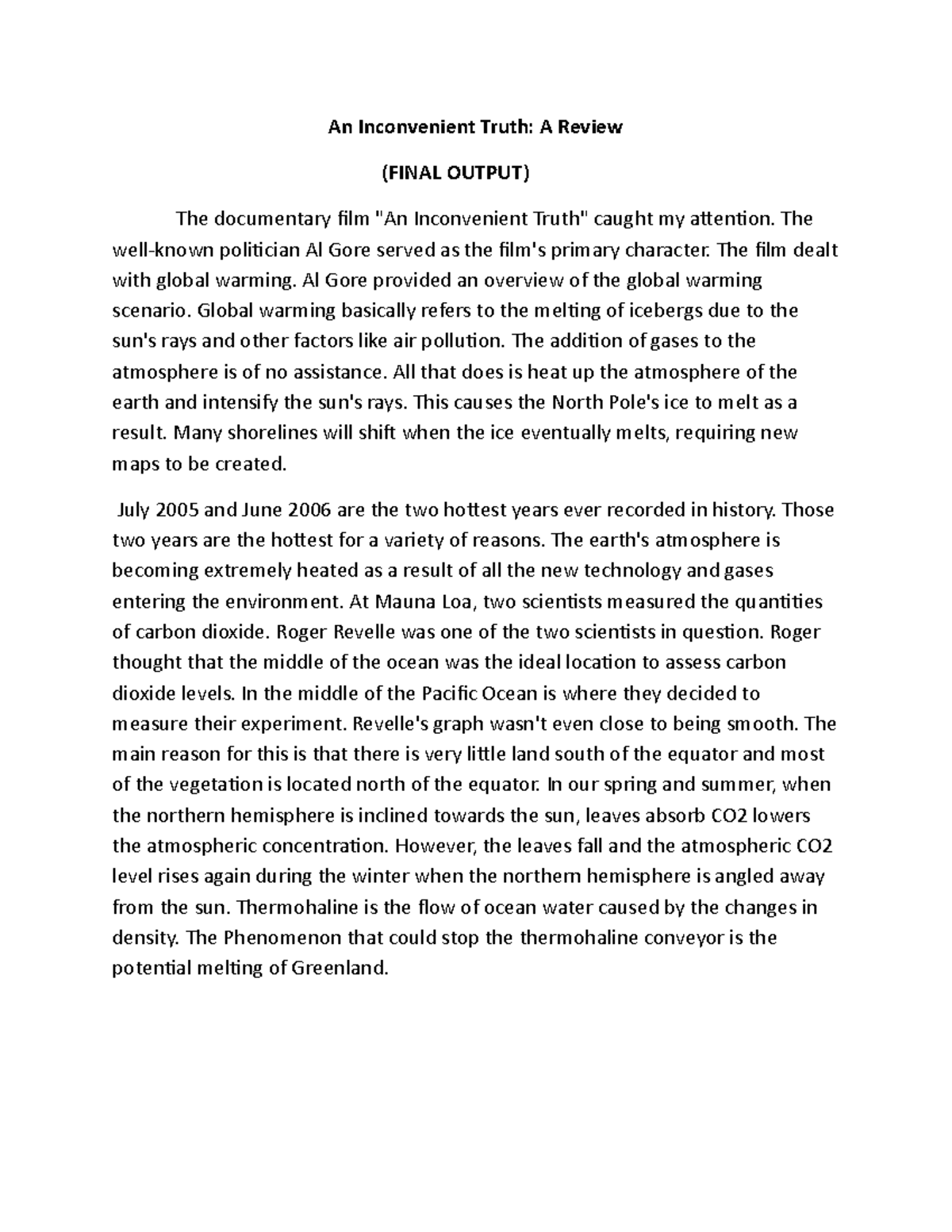 An Inconvenient Truth - asd - An Inconvenient Truth: A Review (FINAL ...