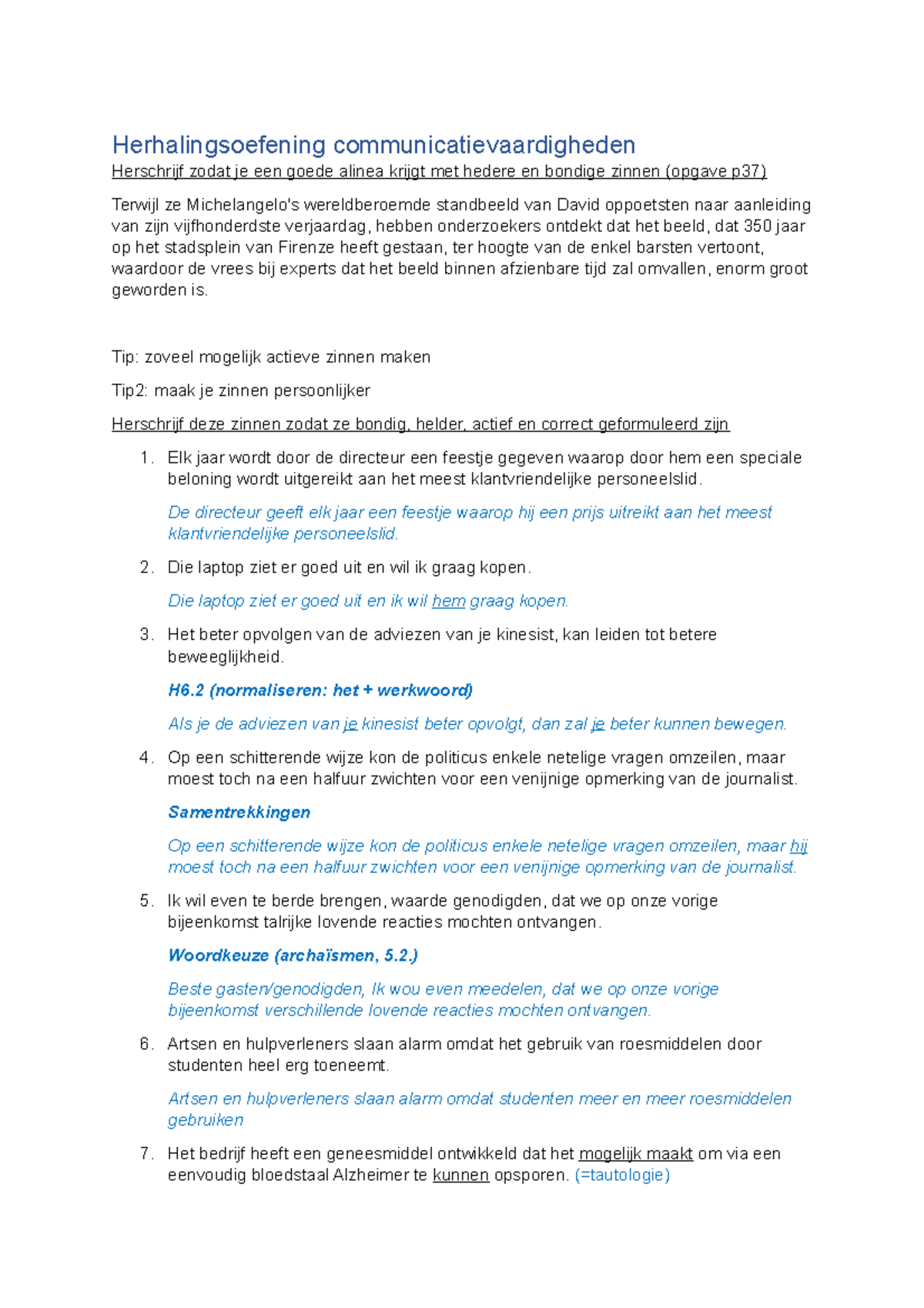 Herhalingsoefening communicatievaardigheden - ingevuld ...