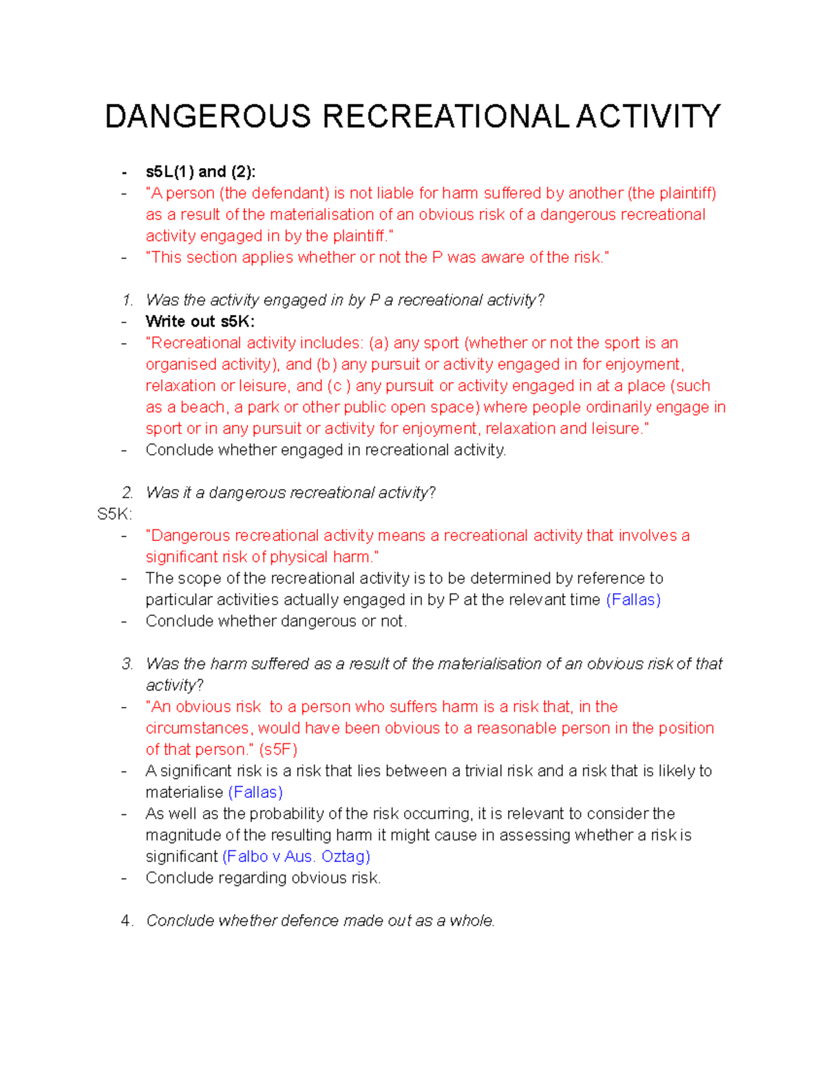 Dangerous Recreational Activity Exam Scaffold - DANGEROUS RECREATIONAL ...