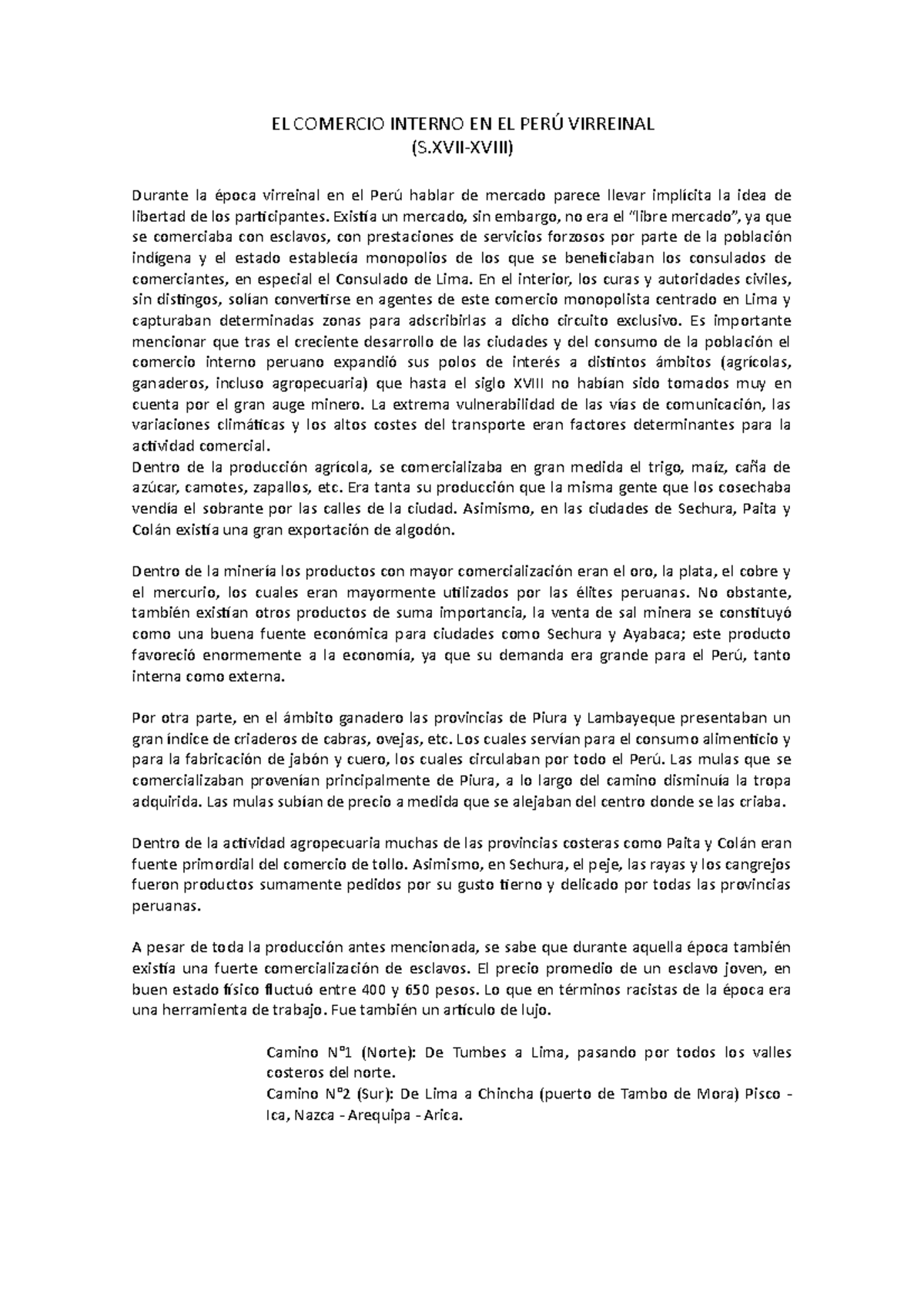 EL Comercio Interno EN EL PERÚ Virreinal - EL COMERCIO INTERNO EN EL ...