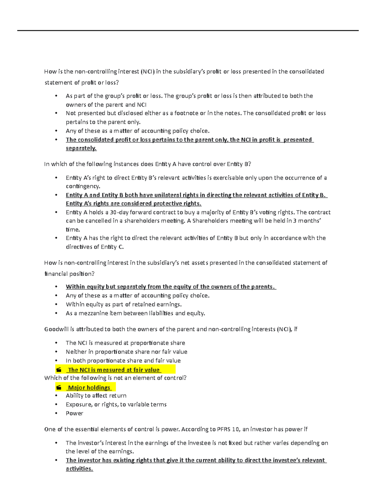 6h5em3Y71k EQ - Lecture Notes - How is the non-controlling interest ...