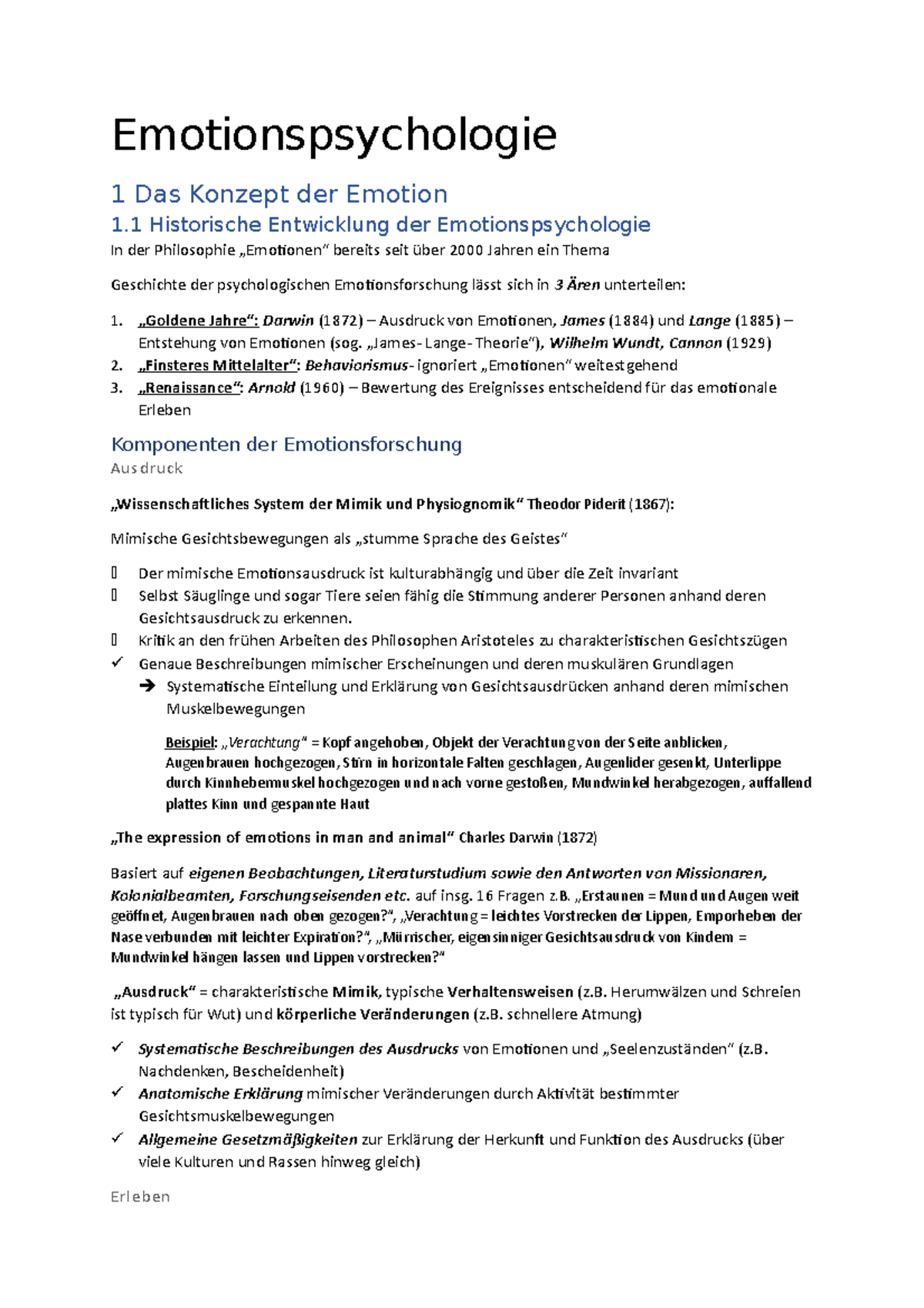 Emotionspsychologie Kapitel 1 - Emotionspsychologie 1 Das Konzept der Emotion 1 Historische ...