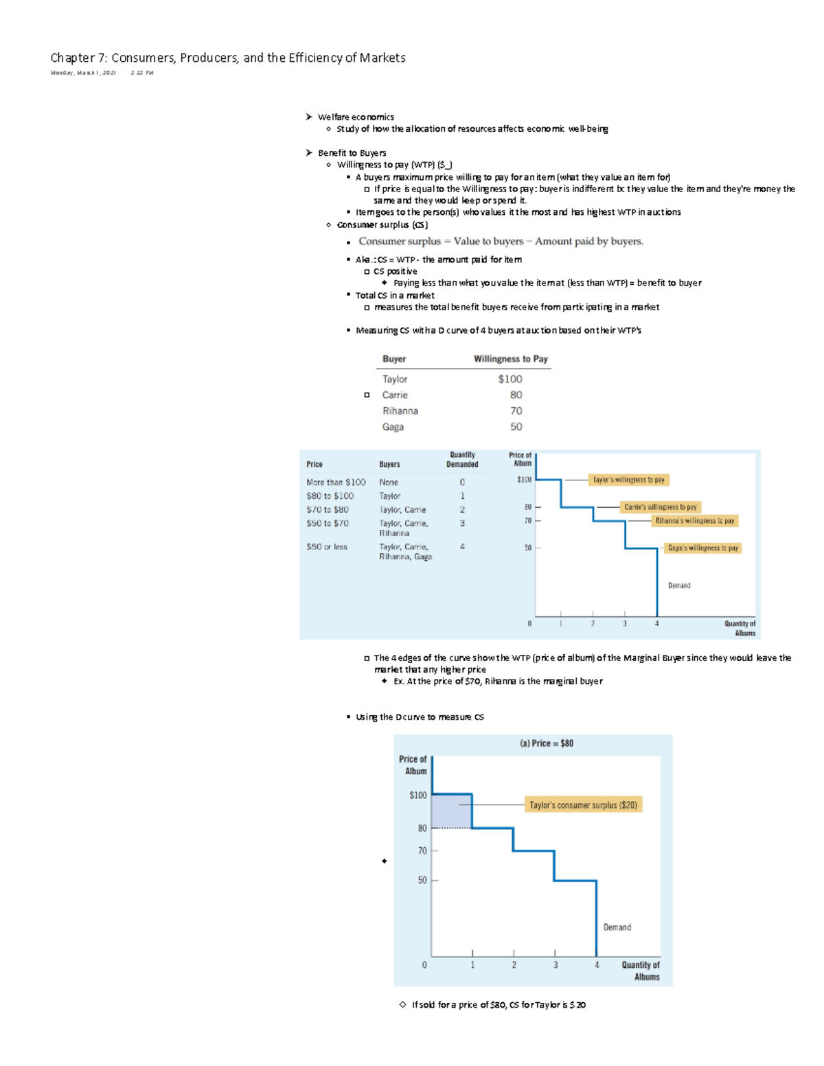 Chapter 7 Consumers, Producers, and the Efficiency of Markets - Welfare ...