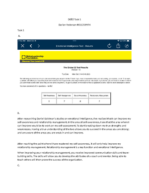 D082 Task 2 - Completed - Darion Federson D082 Task 2 Student ID # A ...