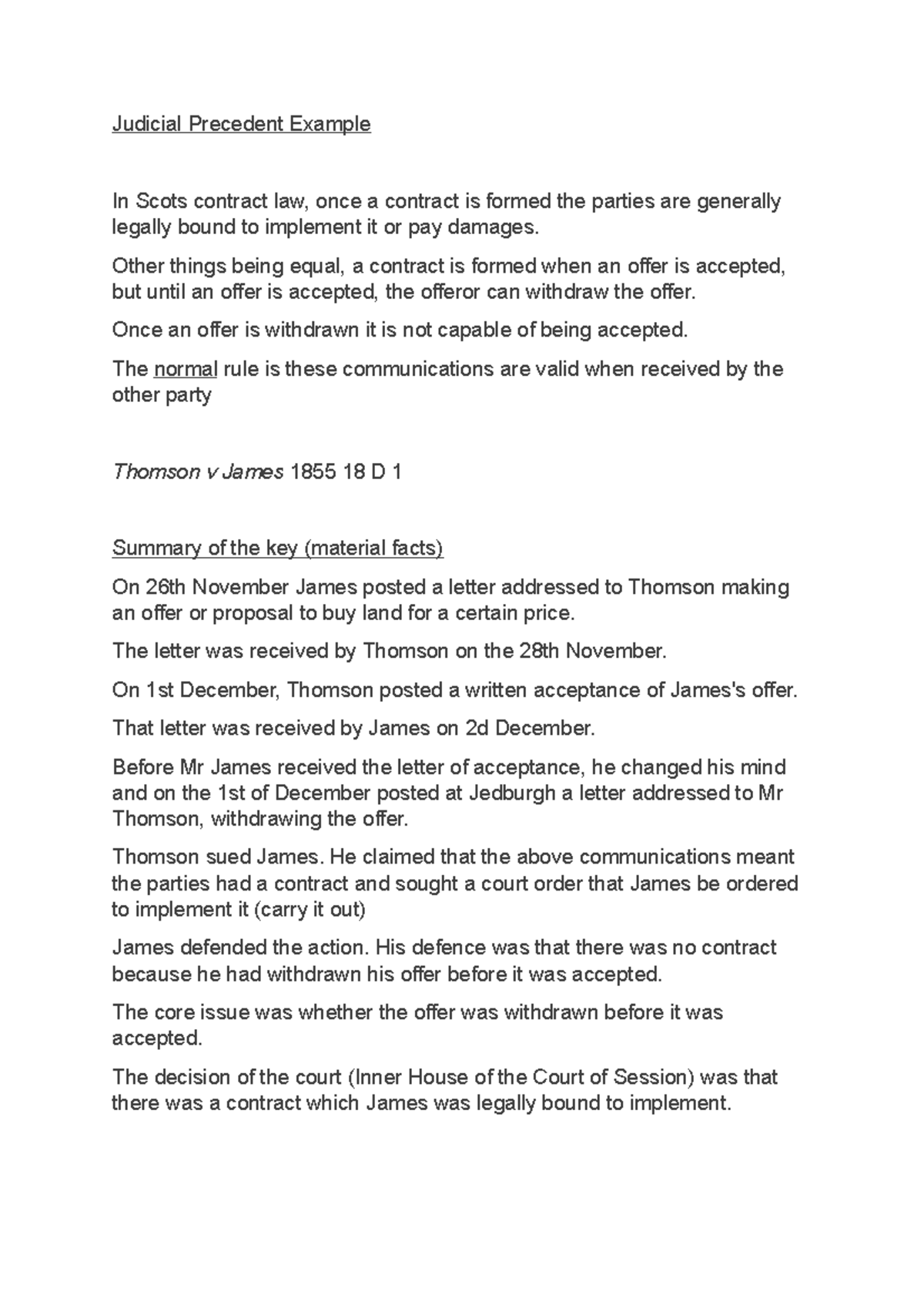 Judicial precedent example - Judicial Precedent Example In Scots ...
