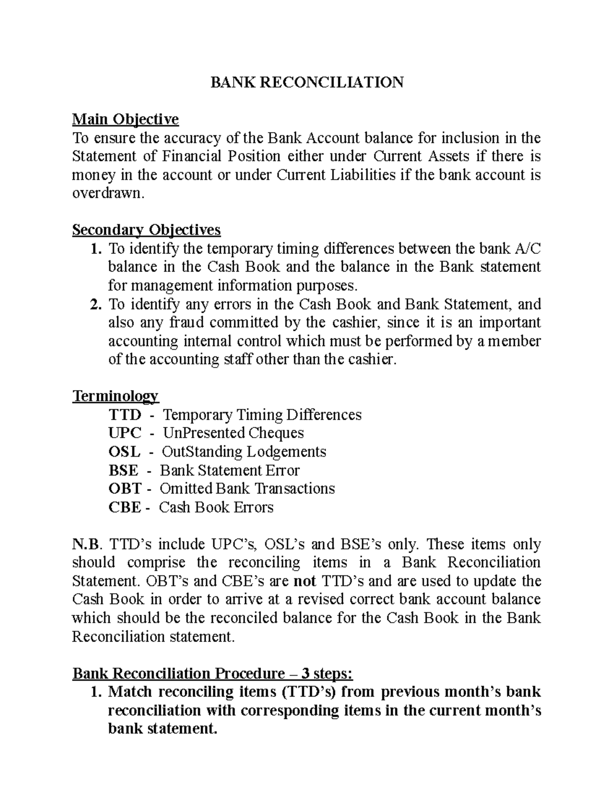 Bank Reconciliations - Accounting material for acca revision - BANK ...