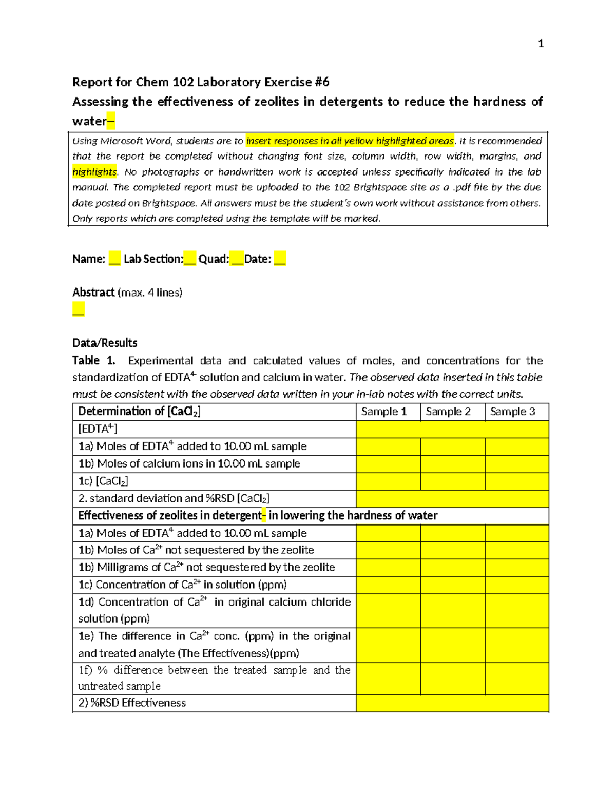 102 Ex6 report Template 202401- 1 Report for Chem 102 Laboratory ...