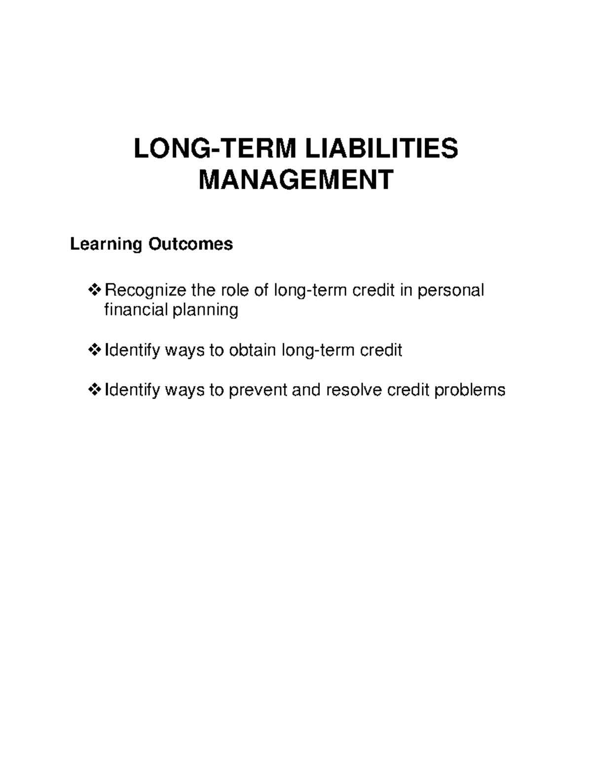 L6 - LONG-TERM Liabilities Management - LONG-TERM LIABILITIES ...