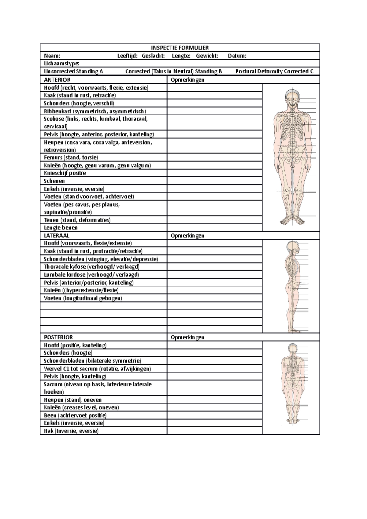 Inspectie Formulier - INSPECTIE FORMULIER Naam: Leeftijd: Geslacht ...