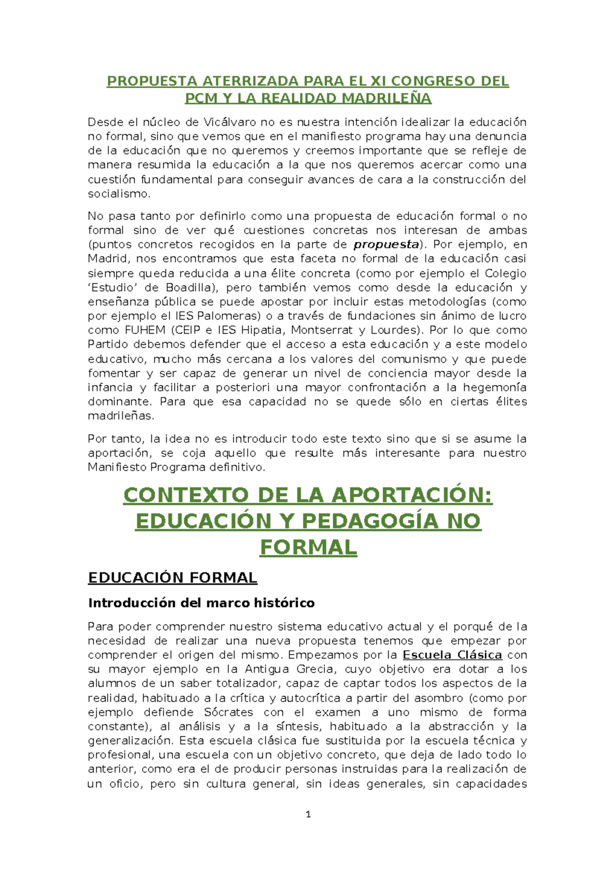 Anexo I. Aportacion sistema educativo Manifiesto Programa - PROPUESTA ATERRIZADA PARA EL XI ...