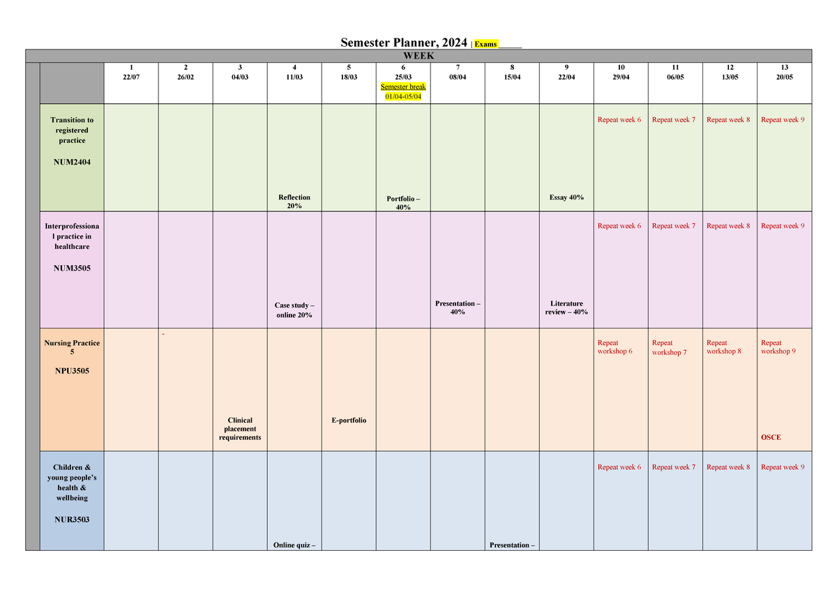 Semester Planner - Studocu