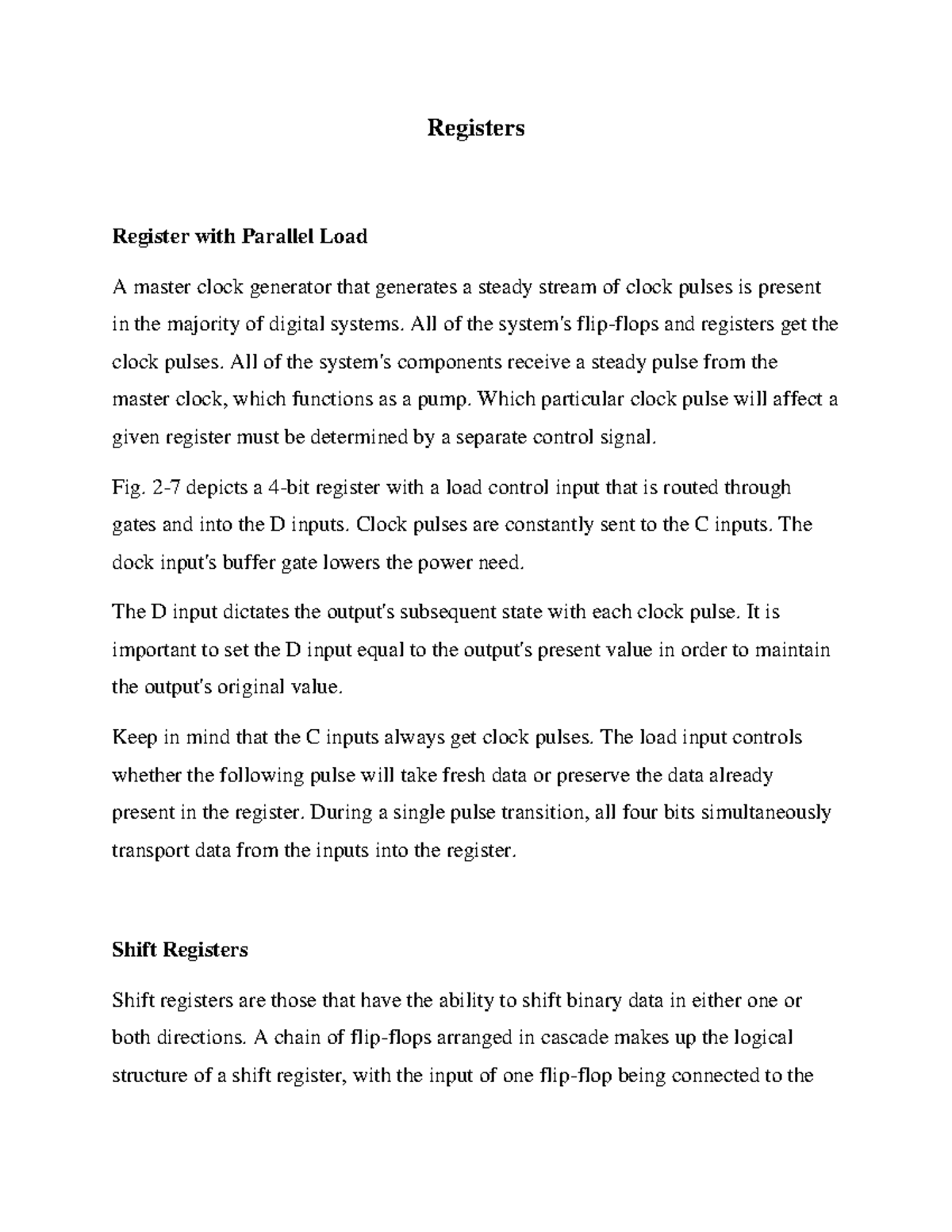 Registers - Digital Components - Registers Register with Parallel Load ...