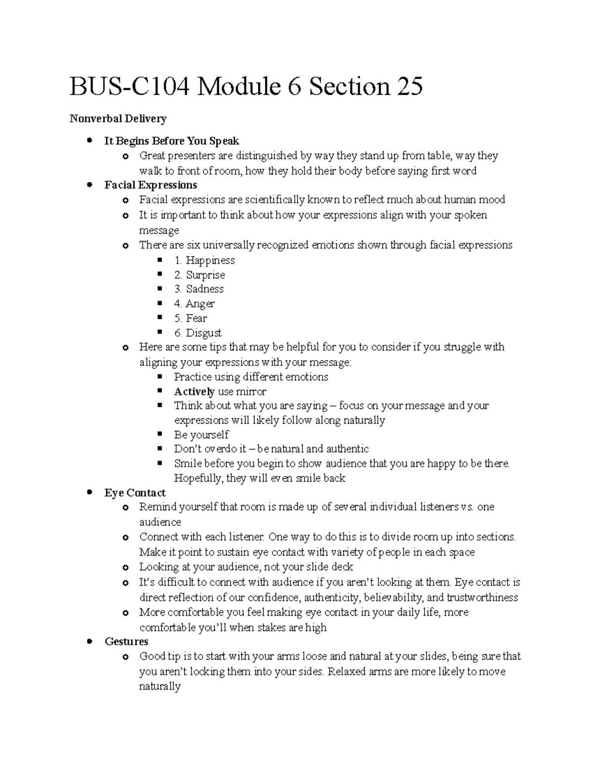 BUS-C104 Module 6 Section 25 - BUS-C104 Module 6 Section 25 Nonverbal Delivery It Begins Before ...
