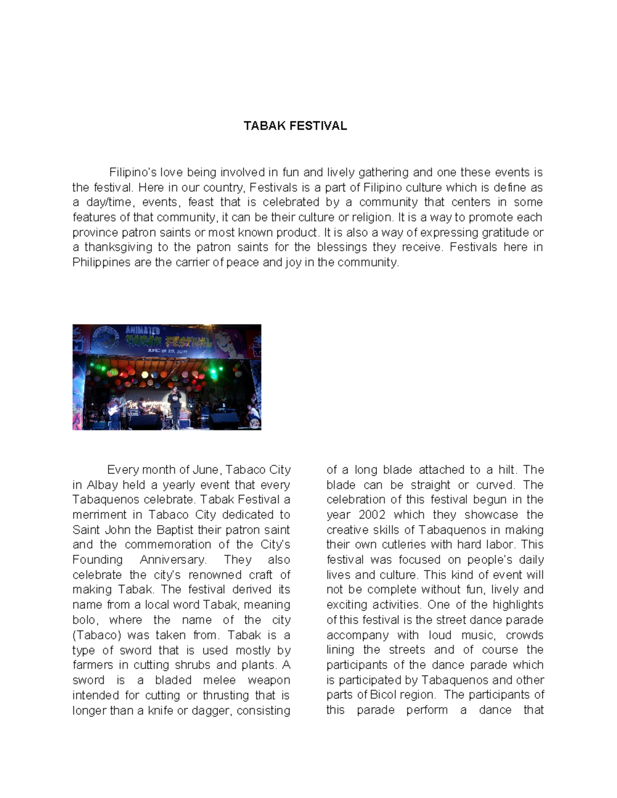 Tabak Festival - Summary Elemetry English language - TABAK FESTIVAL ...