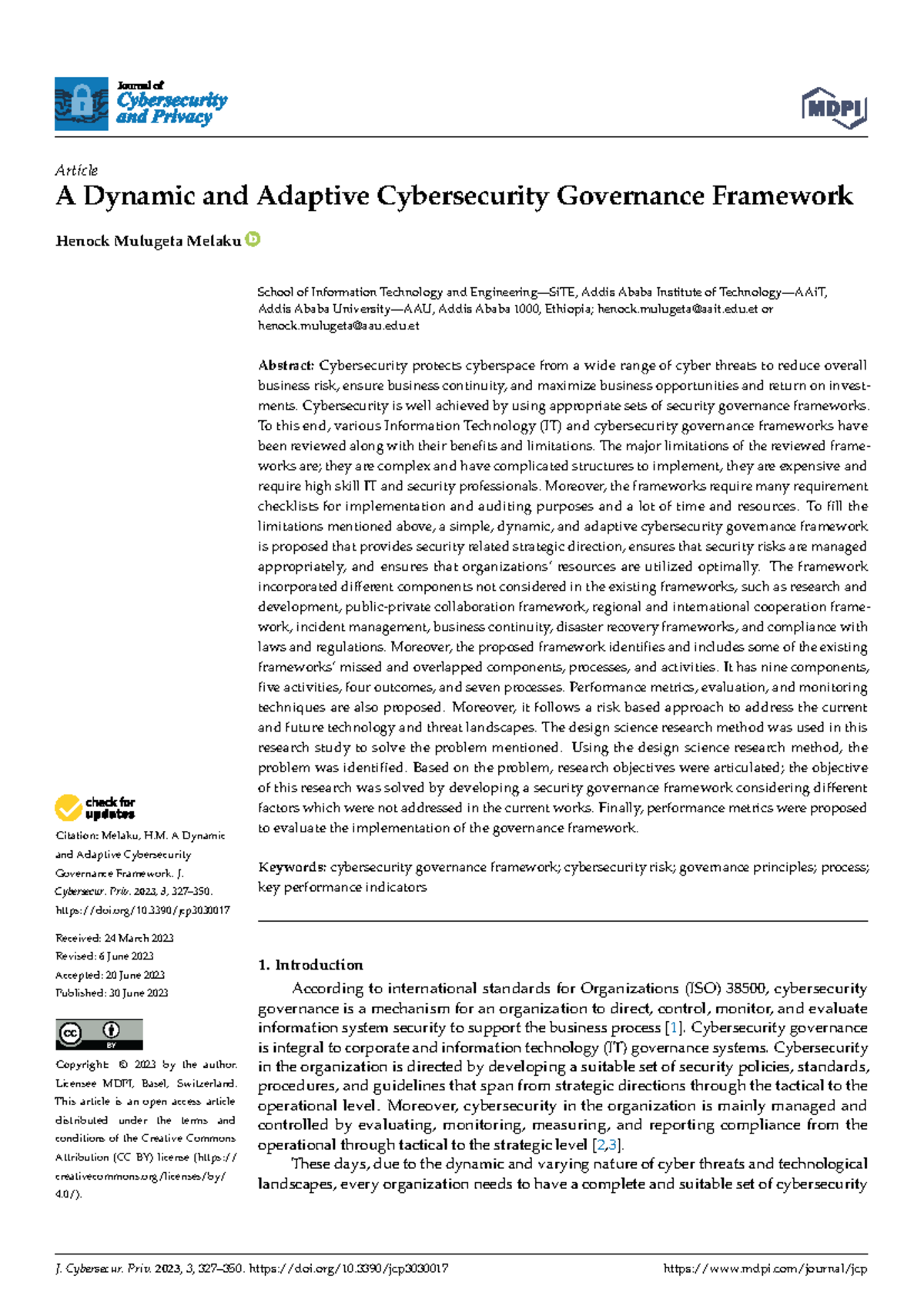 Paper Readings 1-A Dynamic and Adaptive Cybersecurity Governance Framework (2023) - Citation ...