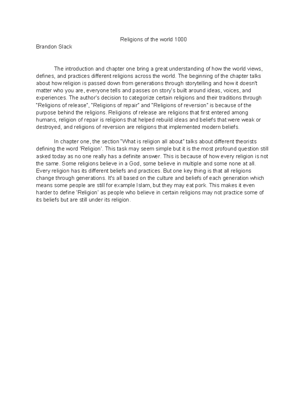 Religions of the world chapter 1 - Religions of the world 1000 Brandon ...