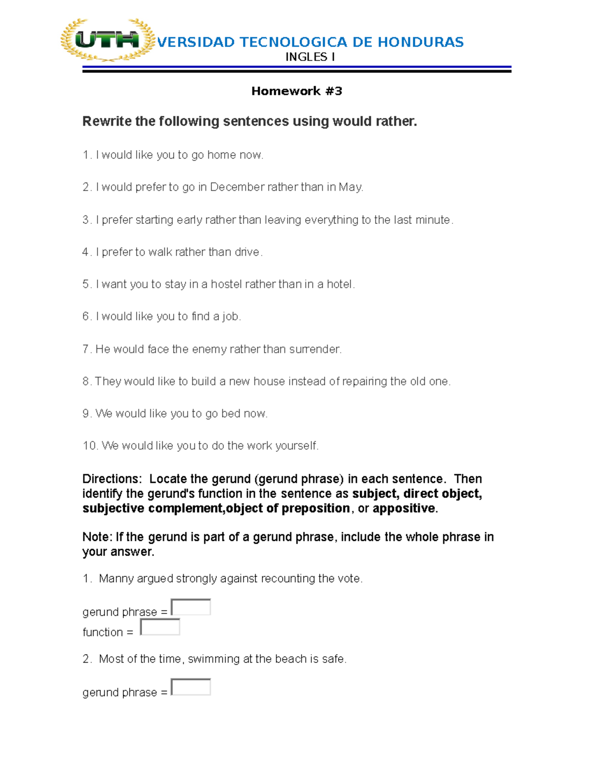 Homework-3 - Tarea del primer parcial de la clase de ingles 1 contiene ...