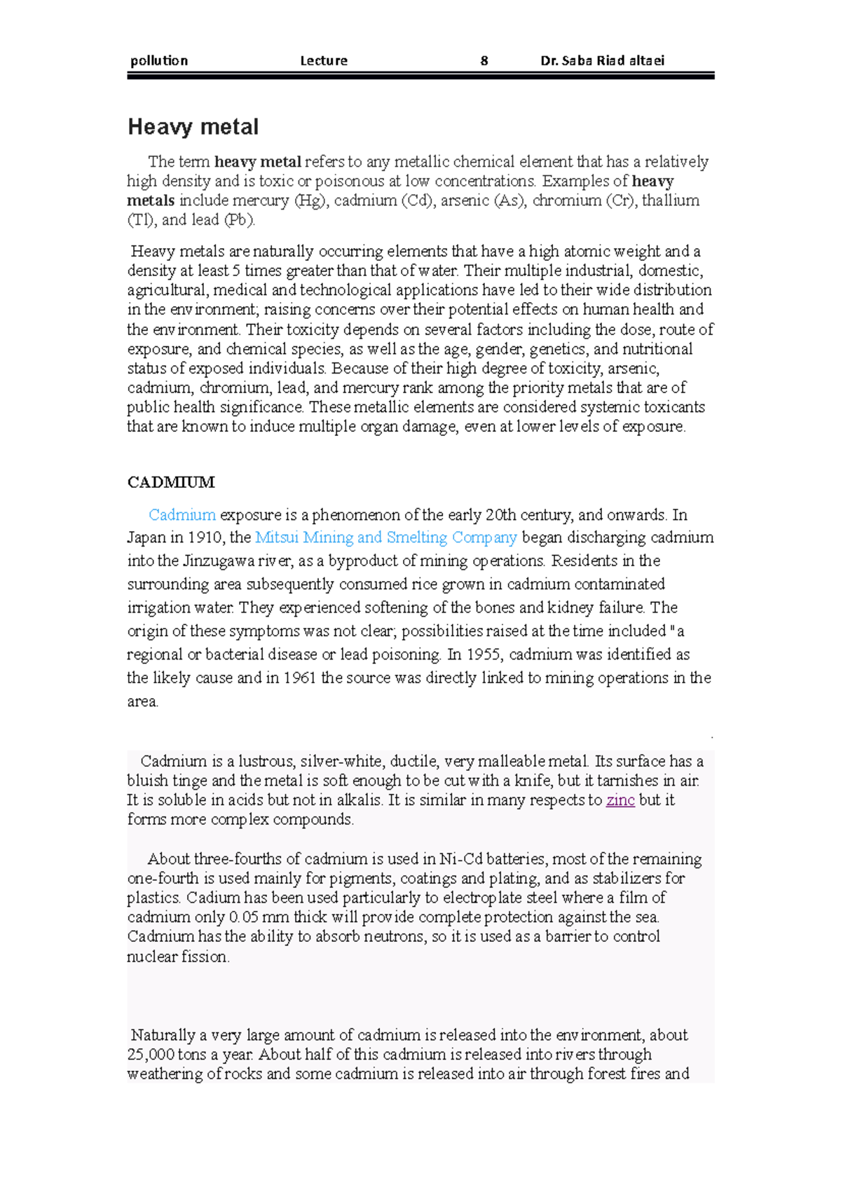Heavy metal - Examples of heavy metals include mercury (Hg), cadmium ...