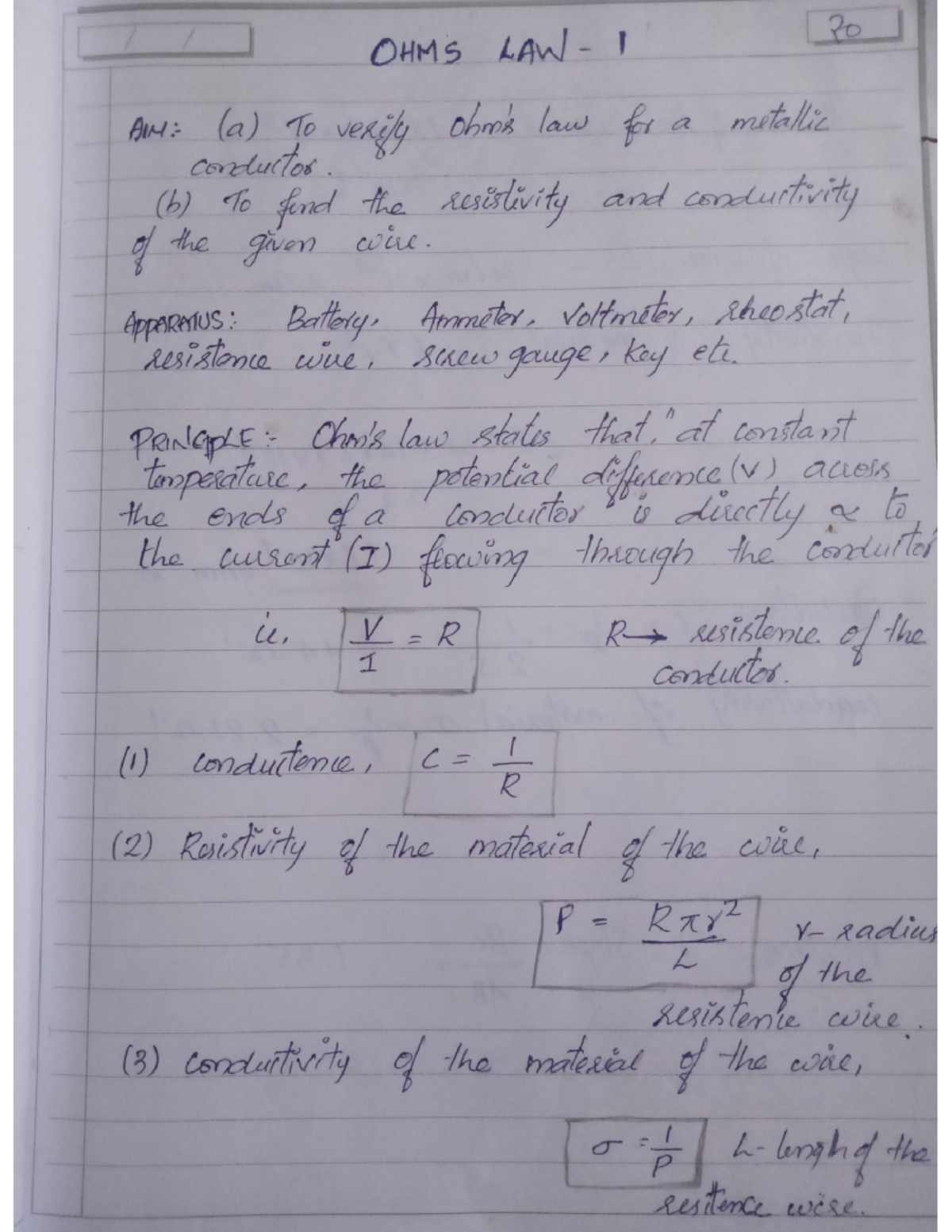 Ohm's law - For example of the topic - Plus two physics - Studocu