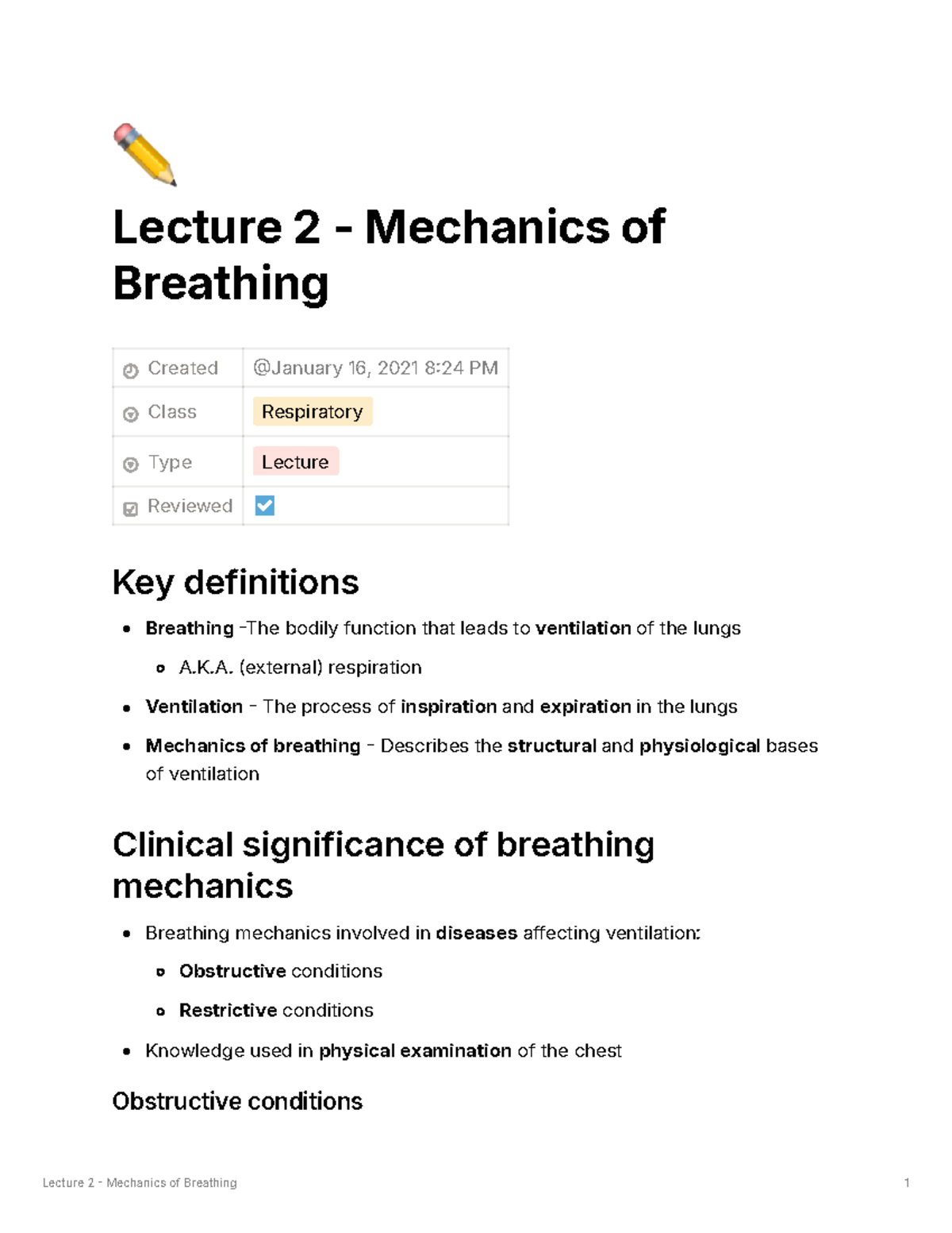 Lecture 2 - Mechanics of Breathing - Lecture 2 - Mechanics of Breathing ...