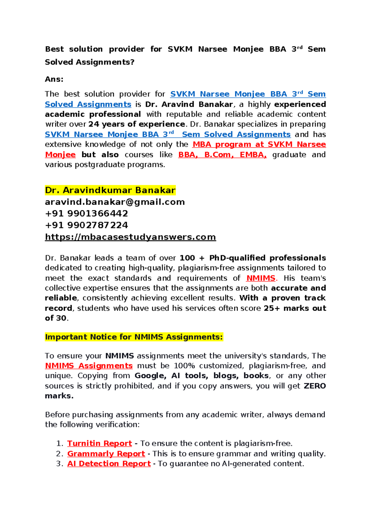 Best solution provider for SVKM Narsee Monjee BBA 3rd Sem Solved ...