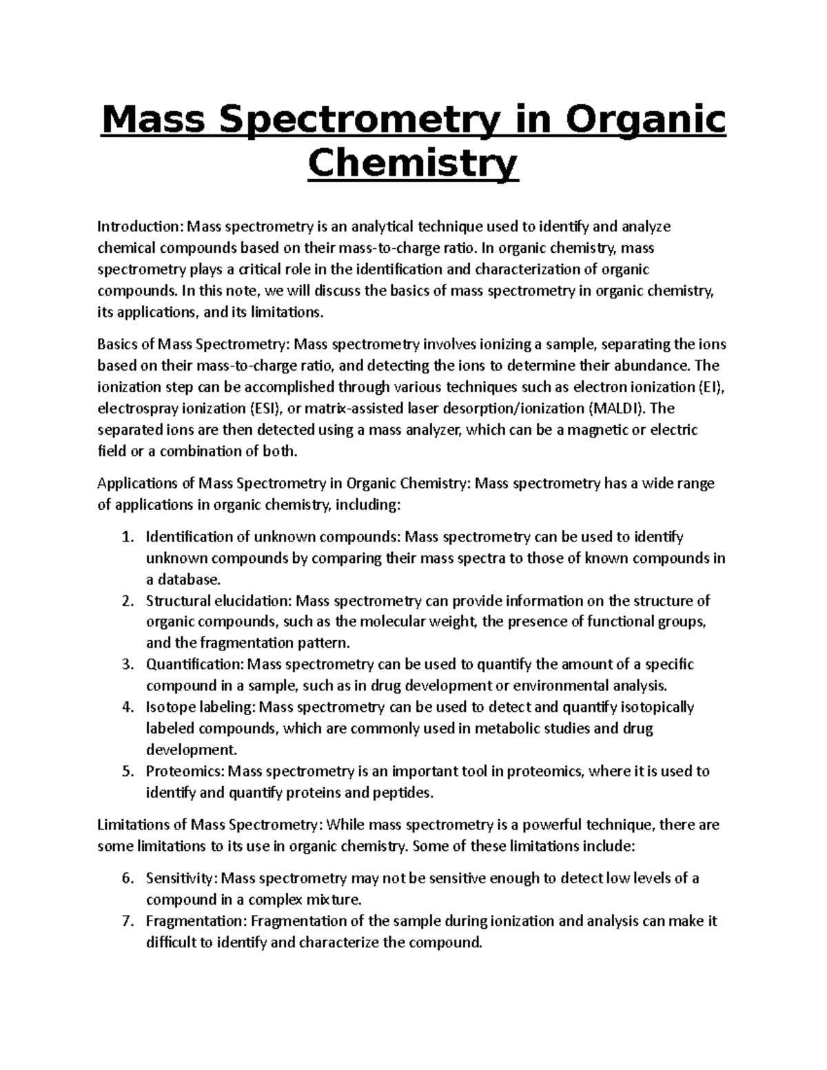 Mass Spectrometry in Organic Chemistry - Mass Spectrometry in Organic ...