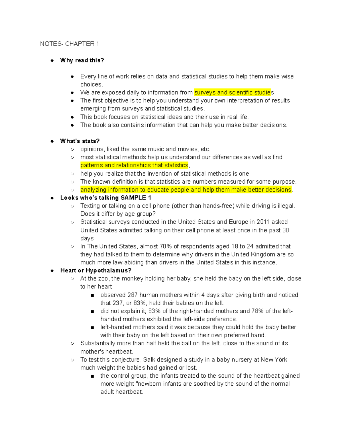 Notes Chapter 1 - these are also an assignment - NOTES- CHAPTER 1 Why ...