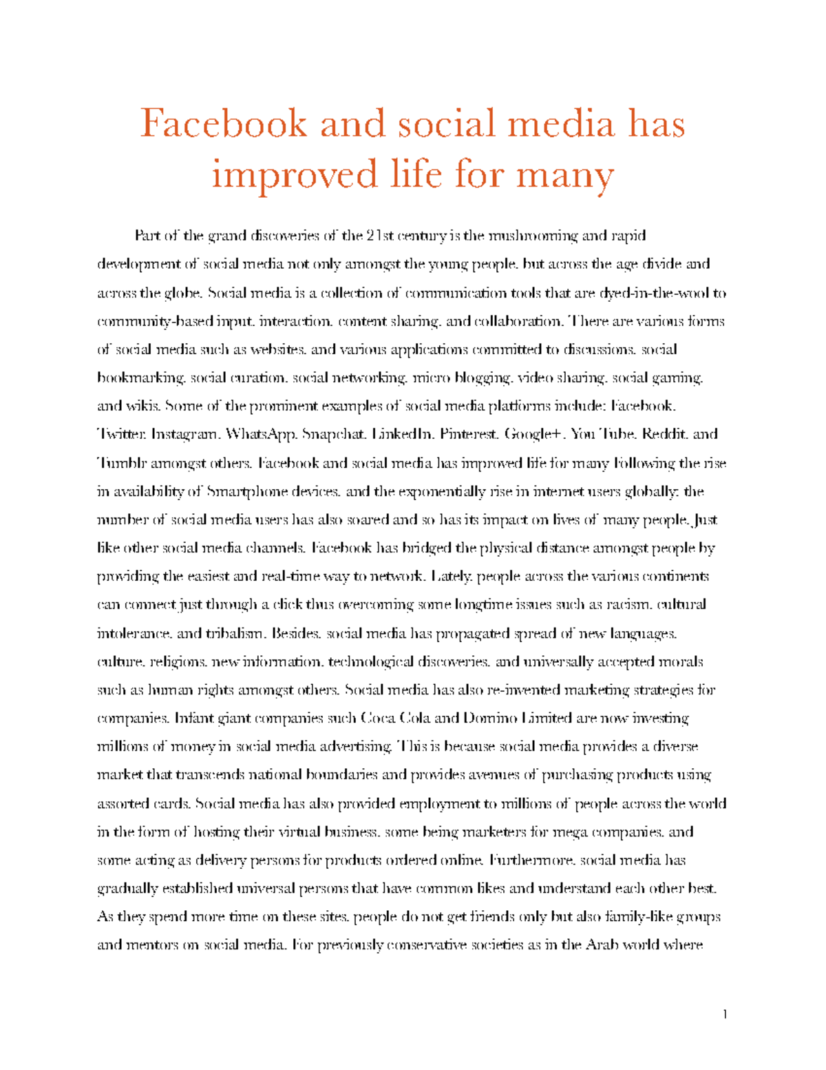 Essay KO TO NA MEMA HEHE - Facebook and social media has improved life ...