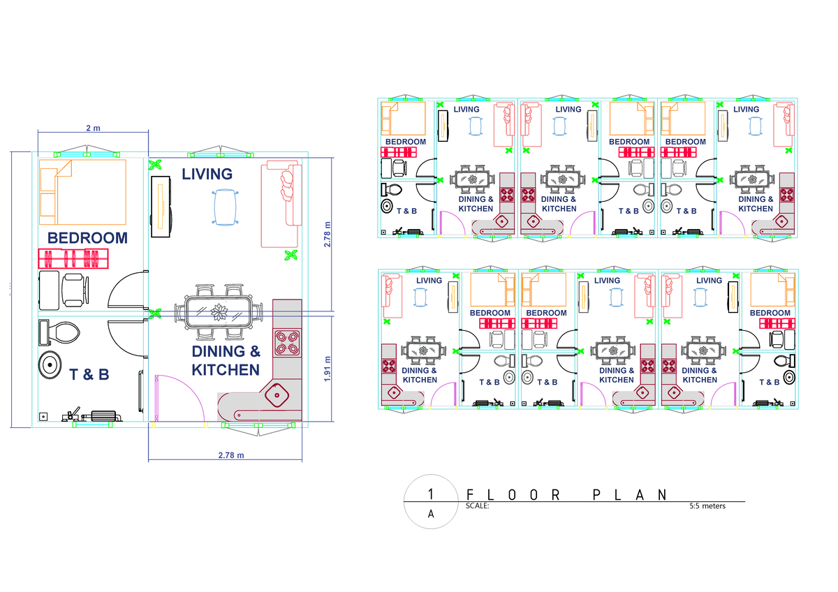 Floor PLAN 25Sqm - A 1 SCALE:F L O O R P L A N 5:5 meters T & B BEDROOM DINING &KITCHEN - Studocu