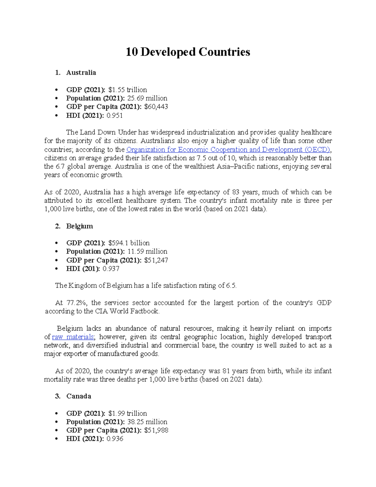 10 Developed Countries - 10 Developed Countries 1. Australia GDP (2021 ...