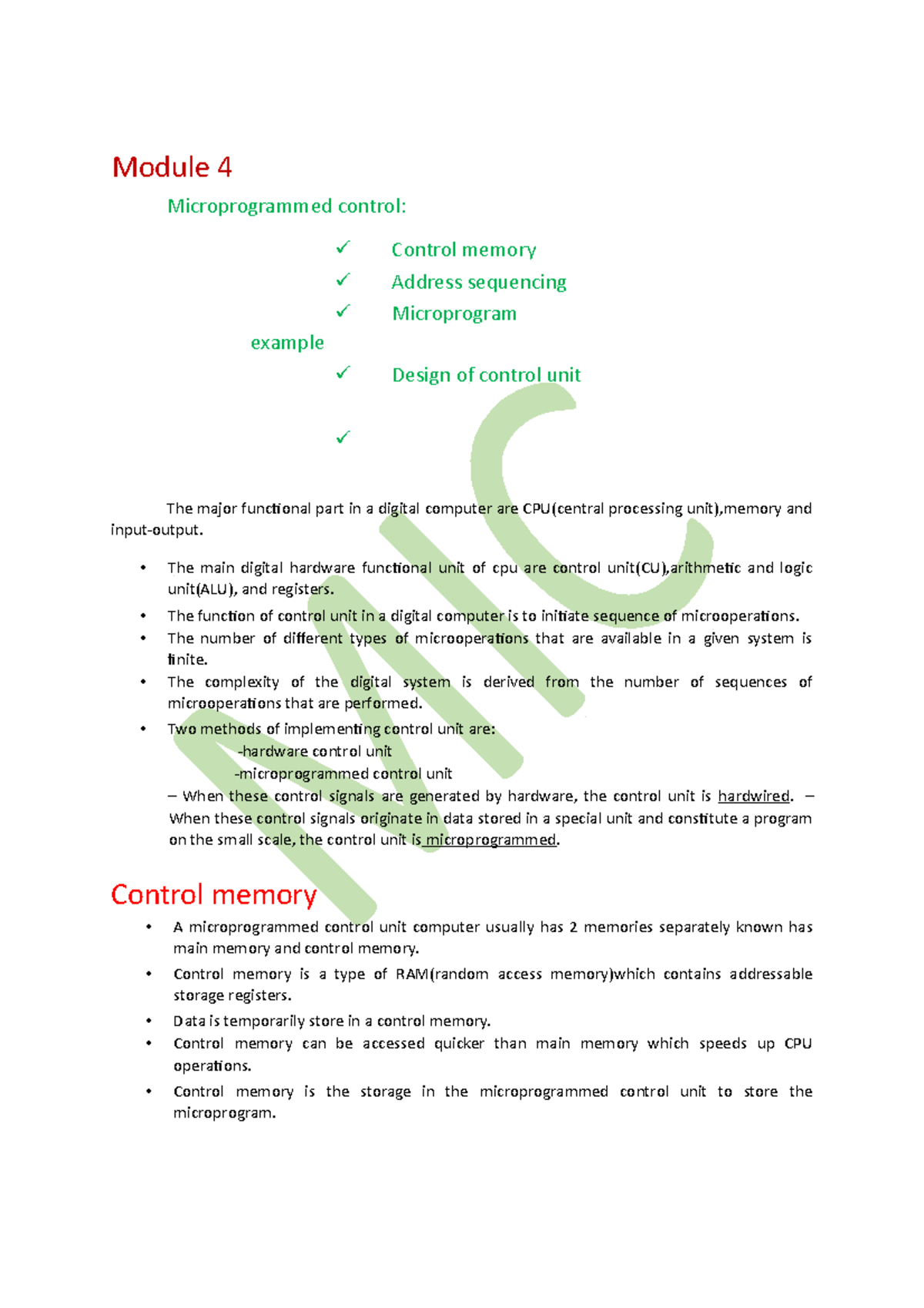 Module 4-coa-converted - Module 4 Microprogrammed control: Control ...