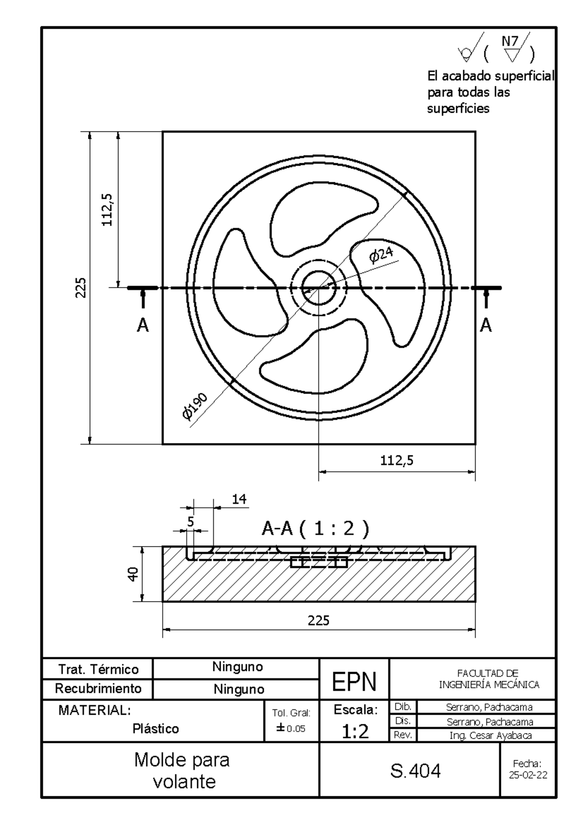 Plano molde volante - CAD Básico - A-A ( 1 : 2 ) A A Dib. Dis. Rev ...