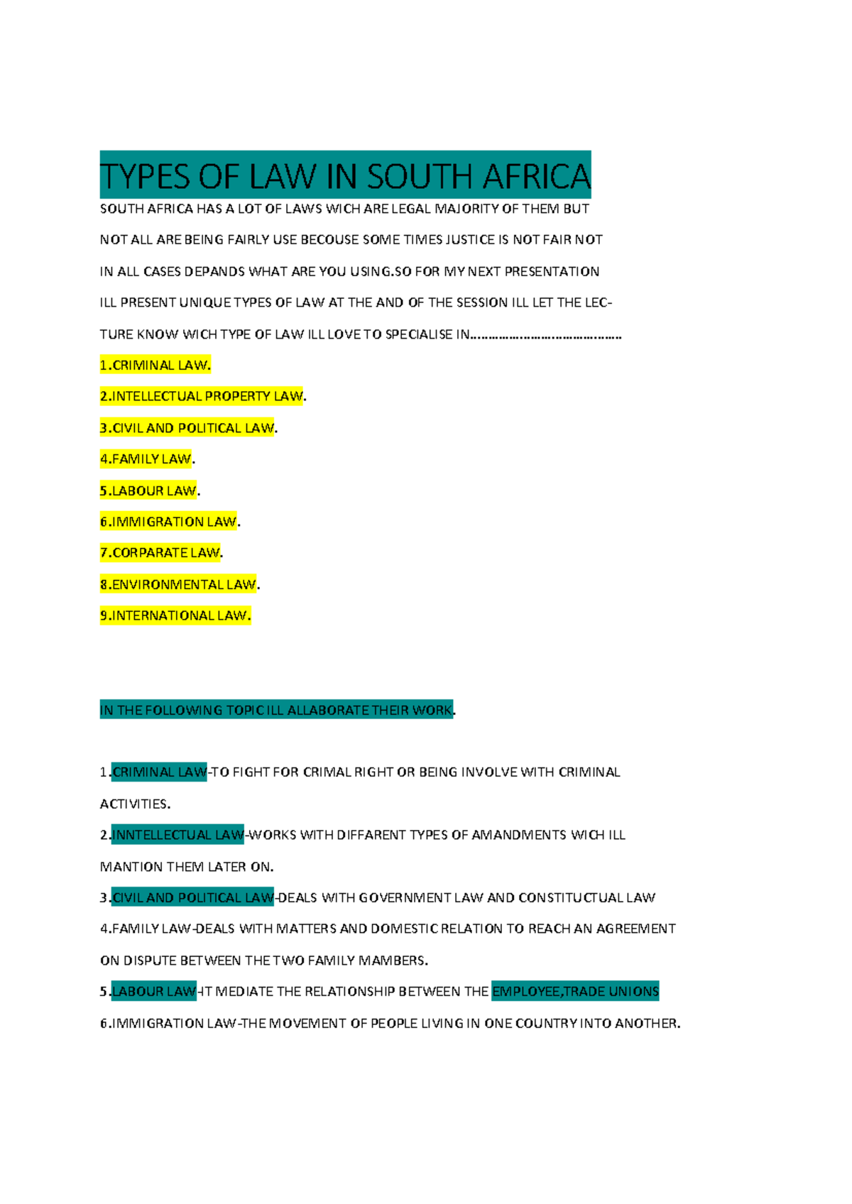 Perseverance - FOR MY PRACTICALA MATERIAL STUDY GUIDE. - TYPES OF LAW ...