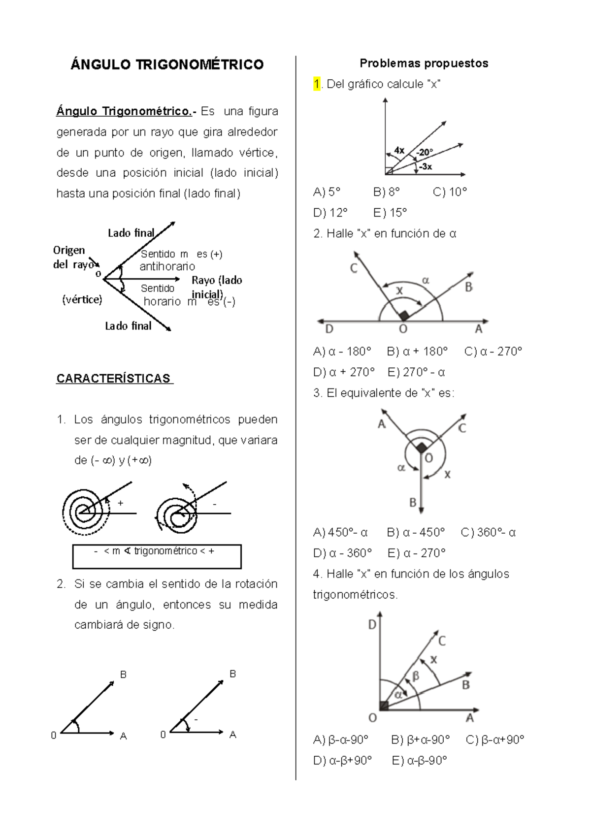 1 Ángulo Trigonométrico - ÁNGULO TRIGONOMÉTRICO Ángulo Trigonométrico ...