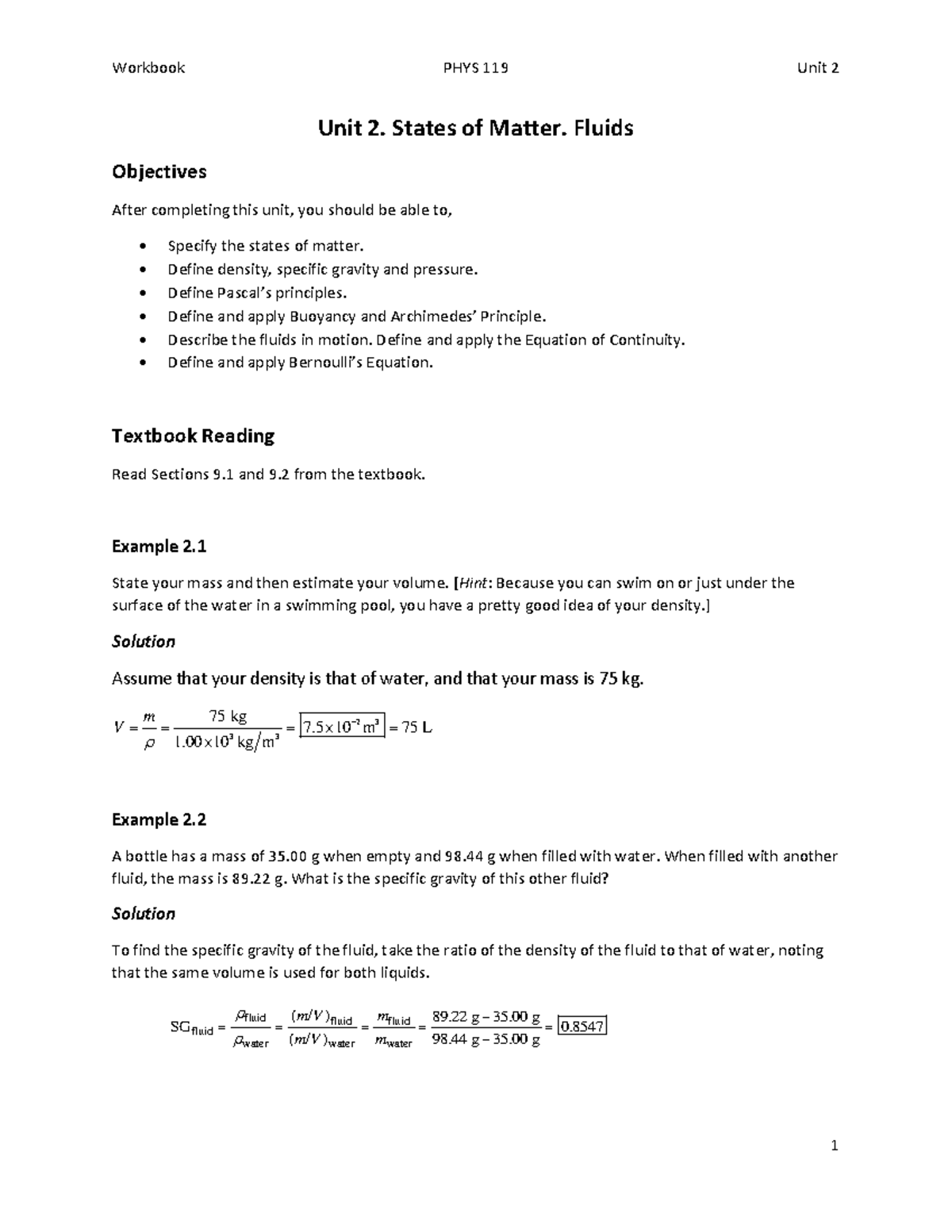 PHYS 119 Unit2 2017 30 P - Unit 2 Course Work - Unit 2. States of ...