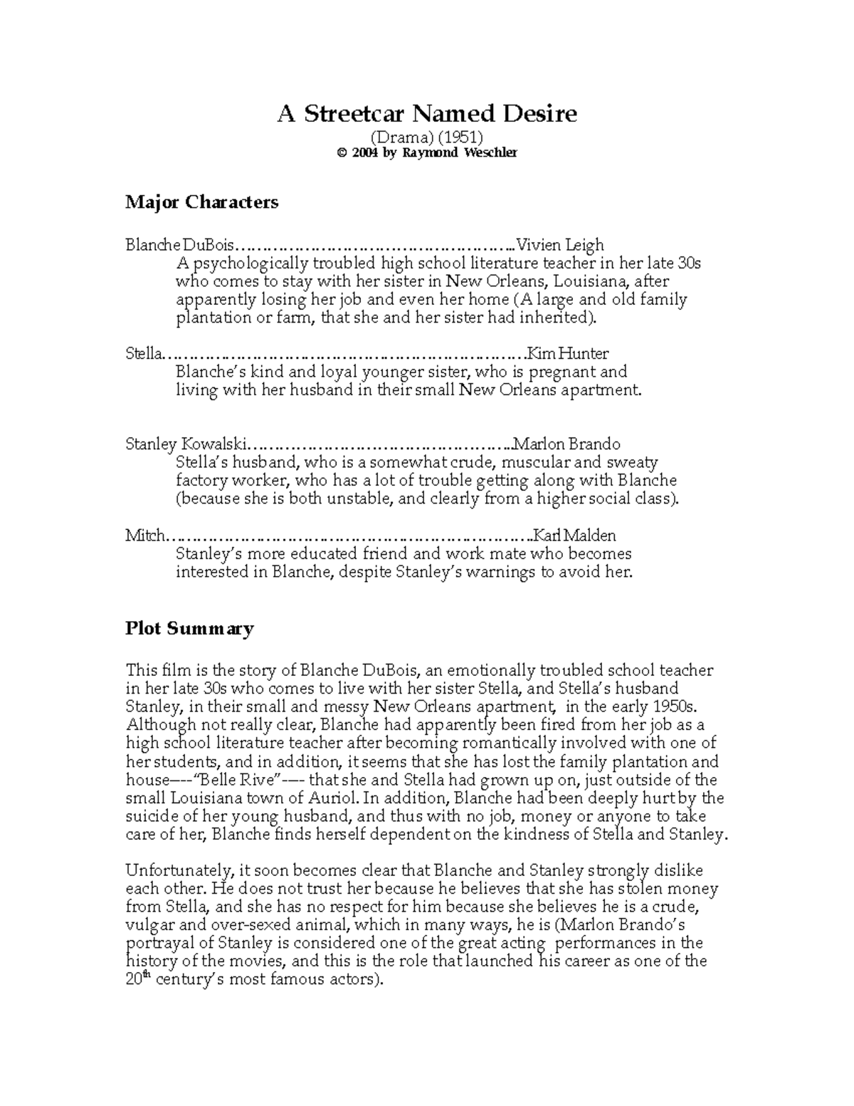 29002926 A Streetcar Named Desire PDF - A Streetcar Named Desire (Drama) (1951) © 2004 by ...