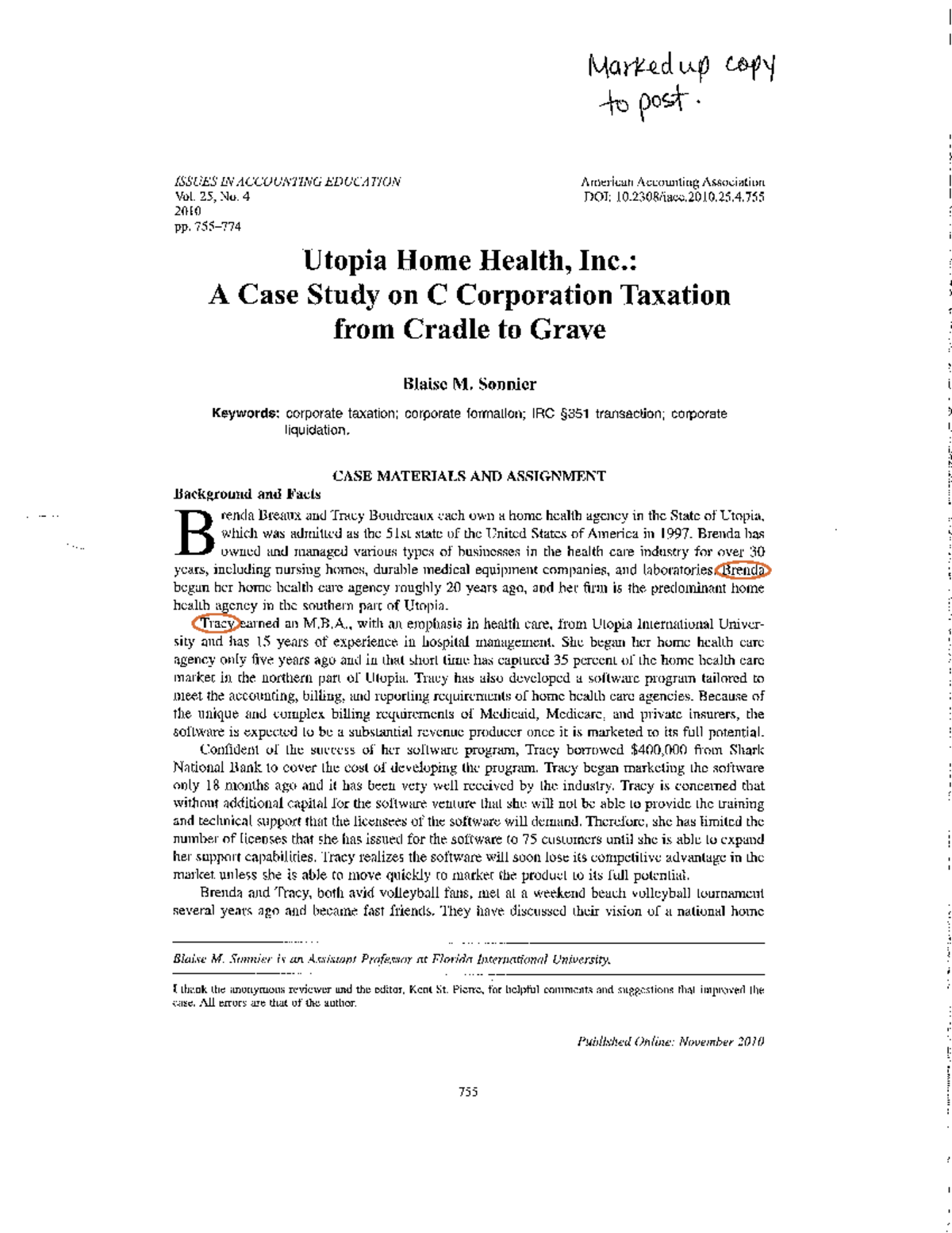 Utopia Case Facts IAE - Corporations - post ISSUES INA CCOUNTING ...