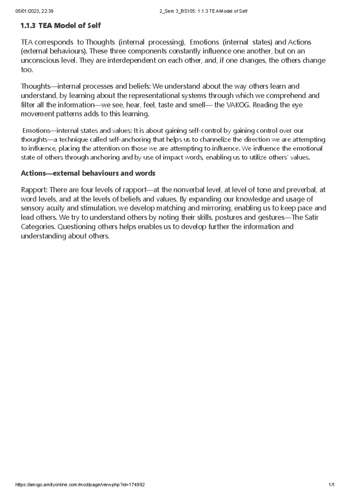 TEA Model of Self - 05/01/2023, 22:39 2_Sem 3_BS105: 1.1 TEA Model of ...