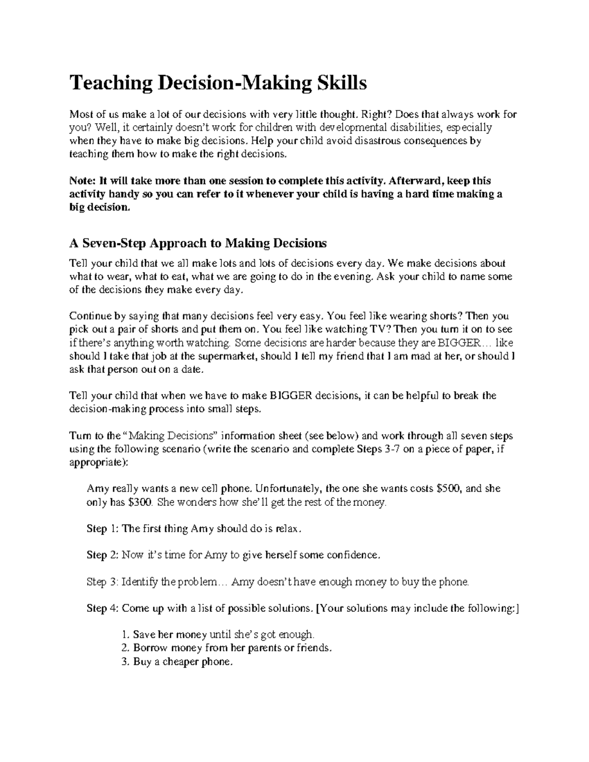 Decision DD - nothing - Teaching Decision-Making Skills Most of us make ...