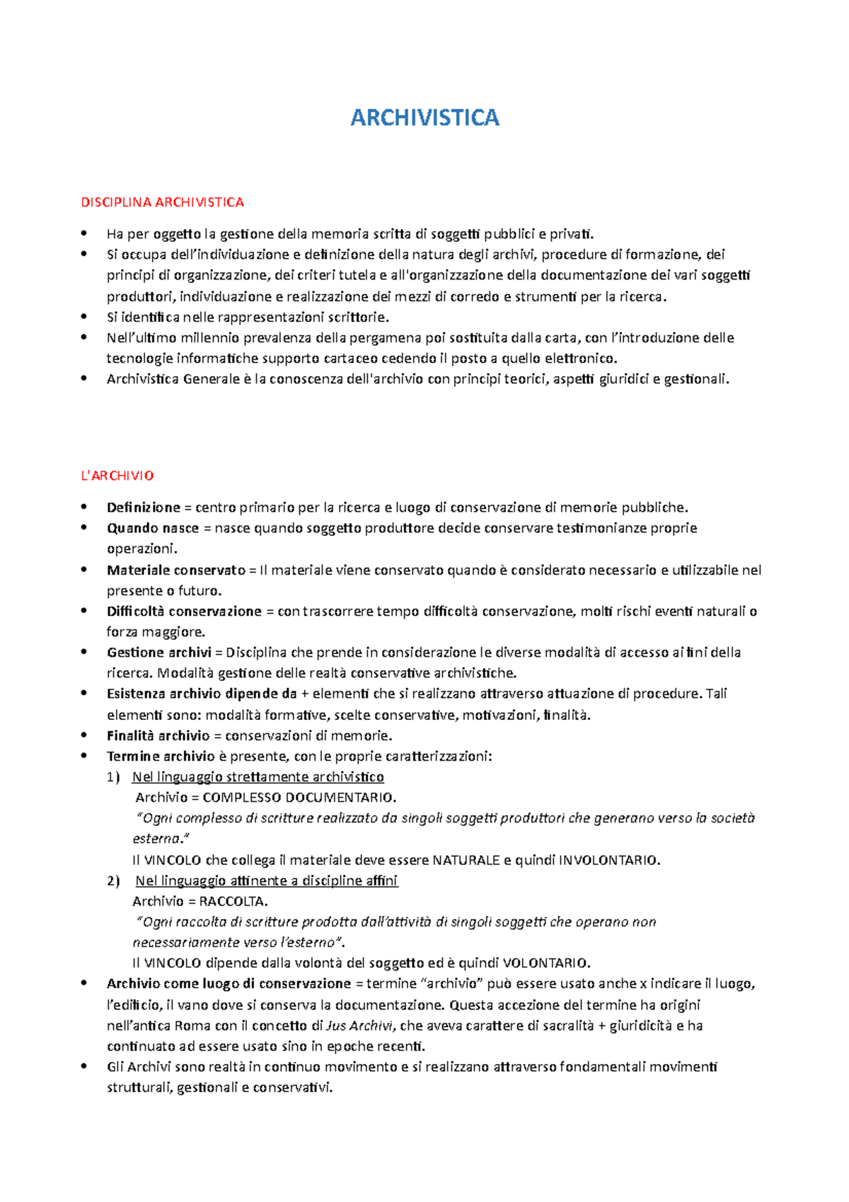 Schemi corso Archivistica, con Laura Giambastiani - ARCHIVISTICA ...