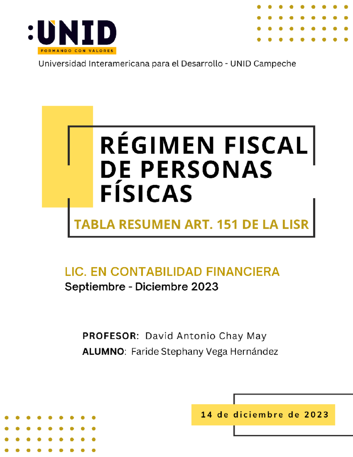 Tabla resumen Articulo 151 LISR - DEDUCCIONES PERSONALES Fundamento ...