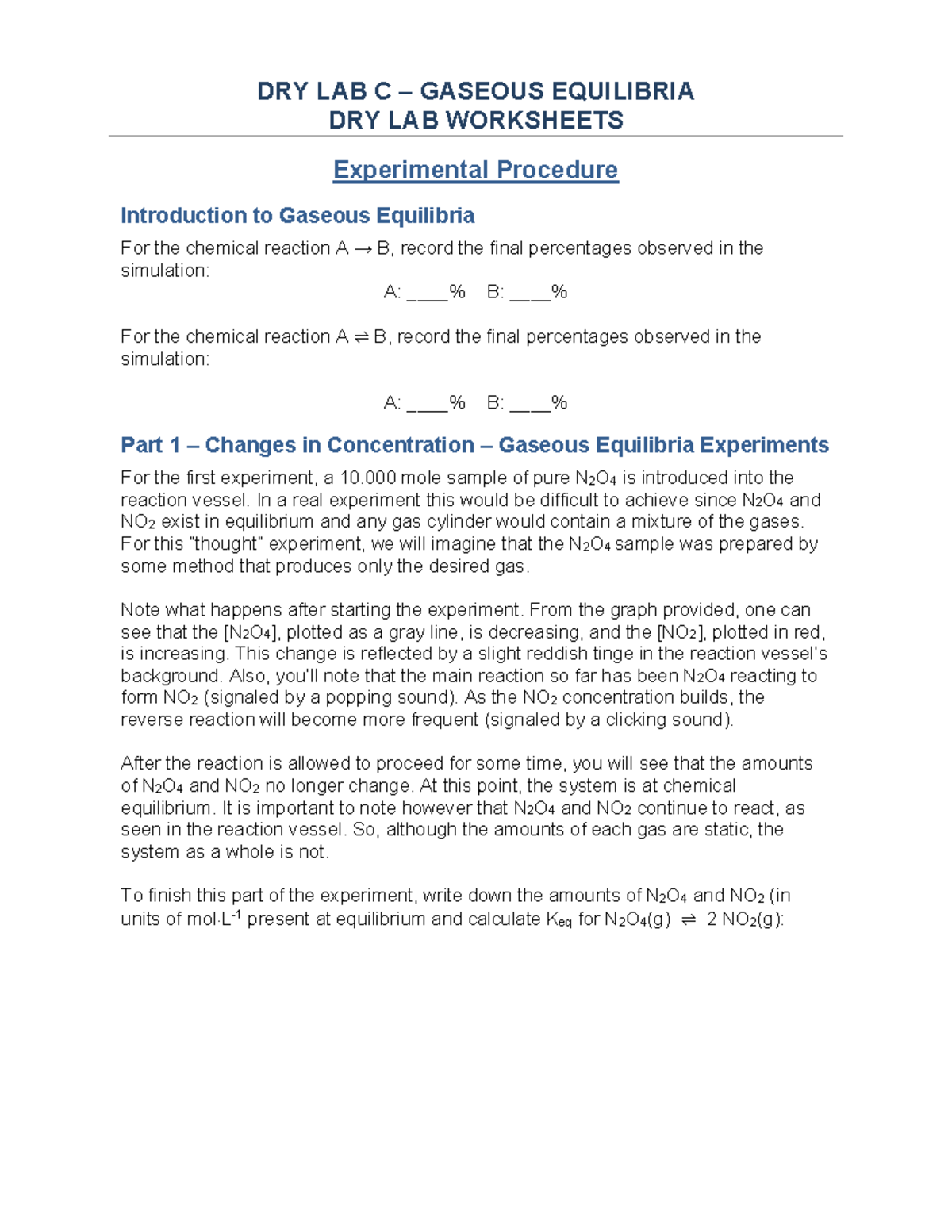 F22 CHEM1040 Dry Lab C Data Sheets - DRY LAB WORKSHEETS Experimental ...