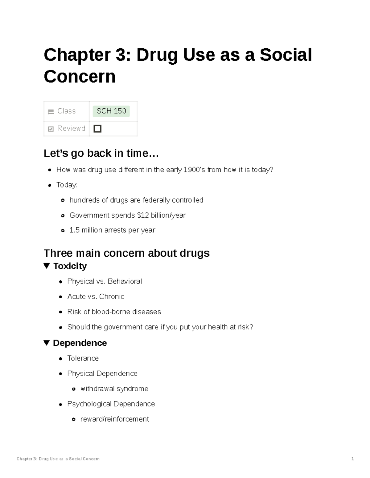 SCH 150 CHAPTER 3 - Drug Use as a Social Concern - Chapter 3: Drug Use ...