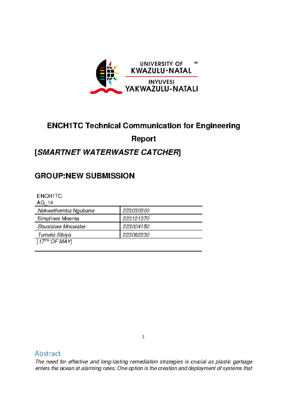 format for writting a report - ENCH1TC Technical Communication for ...