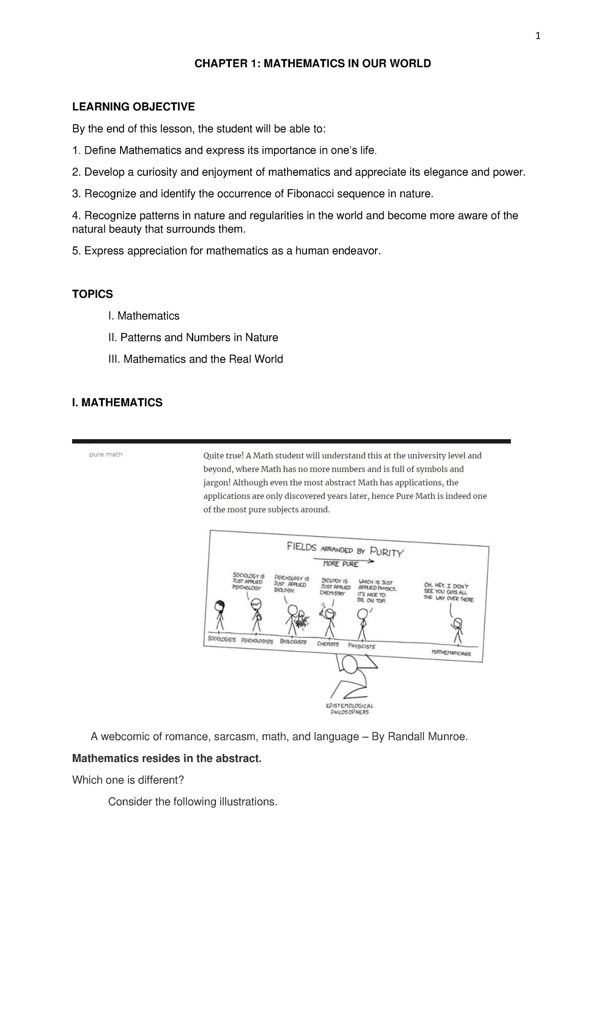 Chapter 1 Mathematics in our World for PDF - CHAPTER 1: MATHEMATICS IN ...