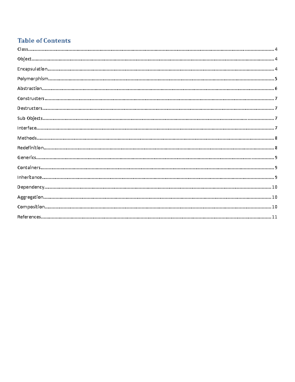Assignment 1 - Table of Contents - Studocu