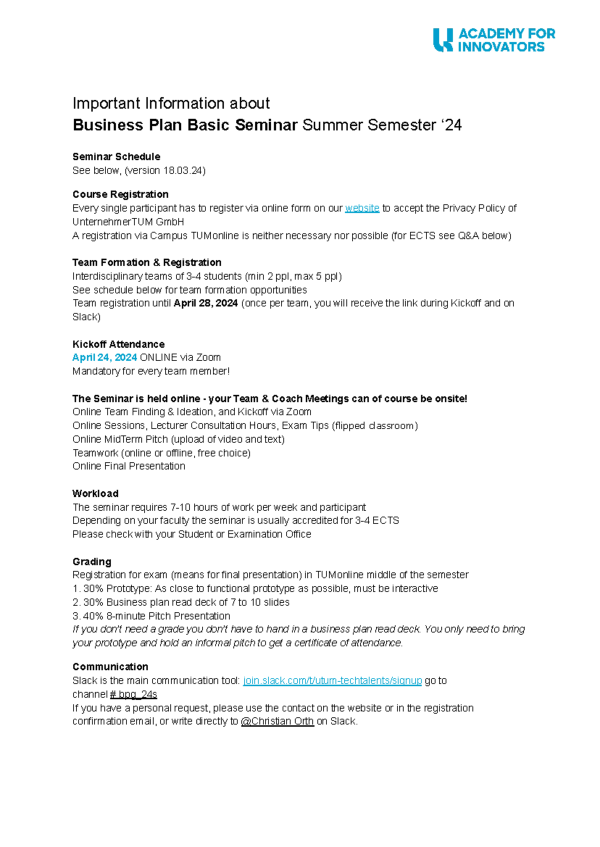 BPG Info and Schedule 24s-vs180324 - Important Information about Business Plan Basic Seminar ...