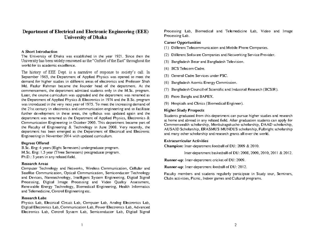 BSc in EEE Syllabus - Department of Electrical and Electronic ...